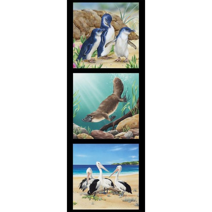 Australian Animal Fabric Panel - Penguins, Platypus & Pelicans – Koala ...